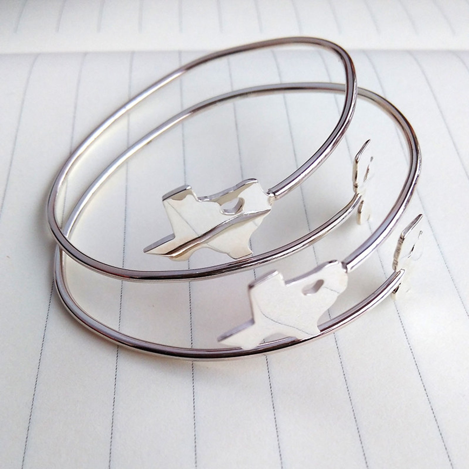 Silver Arm Band,personalized State Charm Bracelet,two States Bangle ...