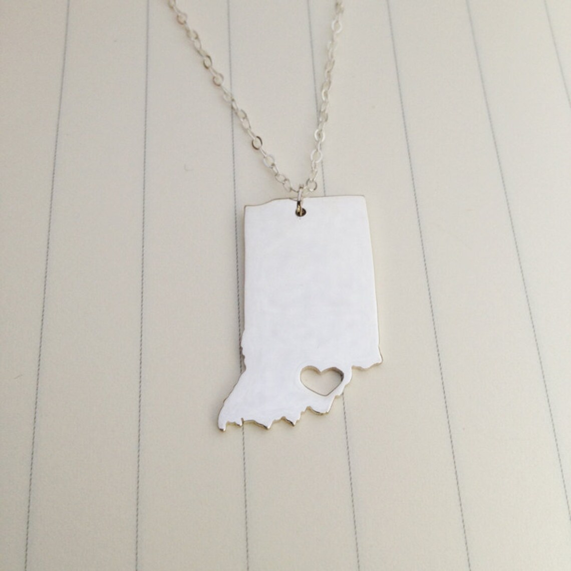 Silver Indiana State Necklacein State Necklaceindiana State | Etsy