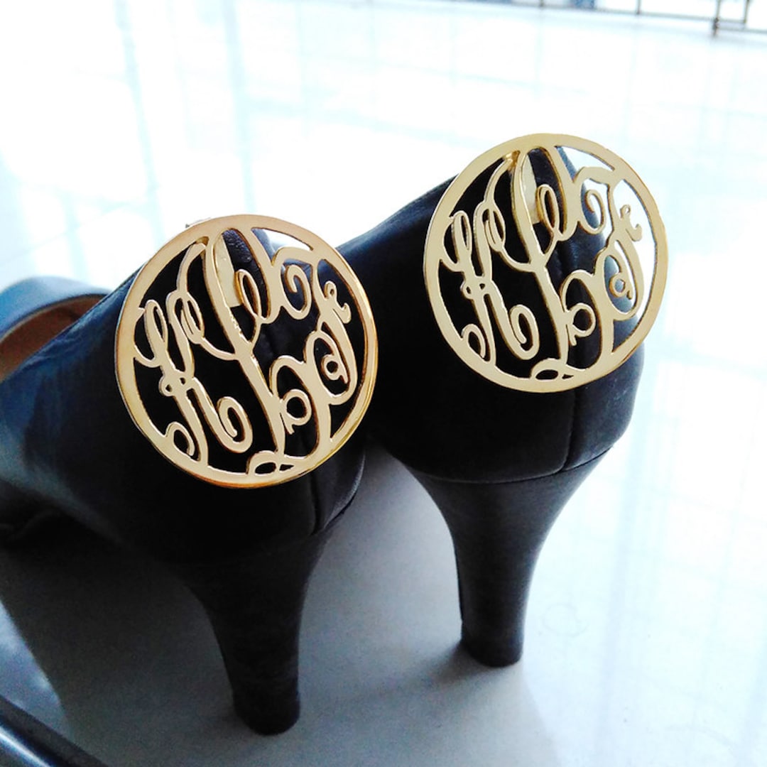 Gold Monogrammed Shoe Clip,monogram Inspired Shoe Clips,personalized ...