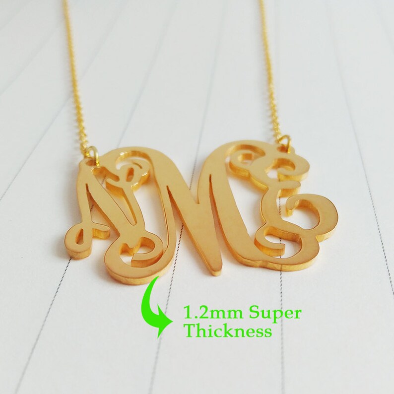 Personalized Initial Monogram Necklace3 Initial NecklaceGold | Etsy