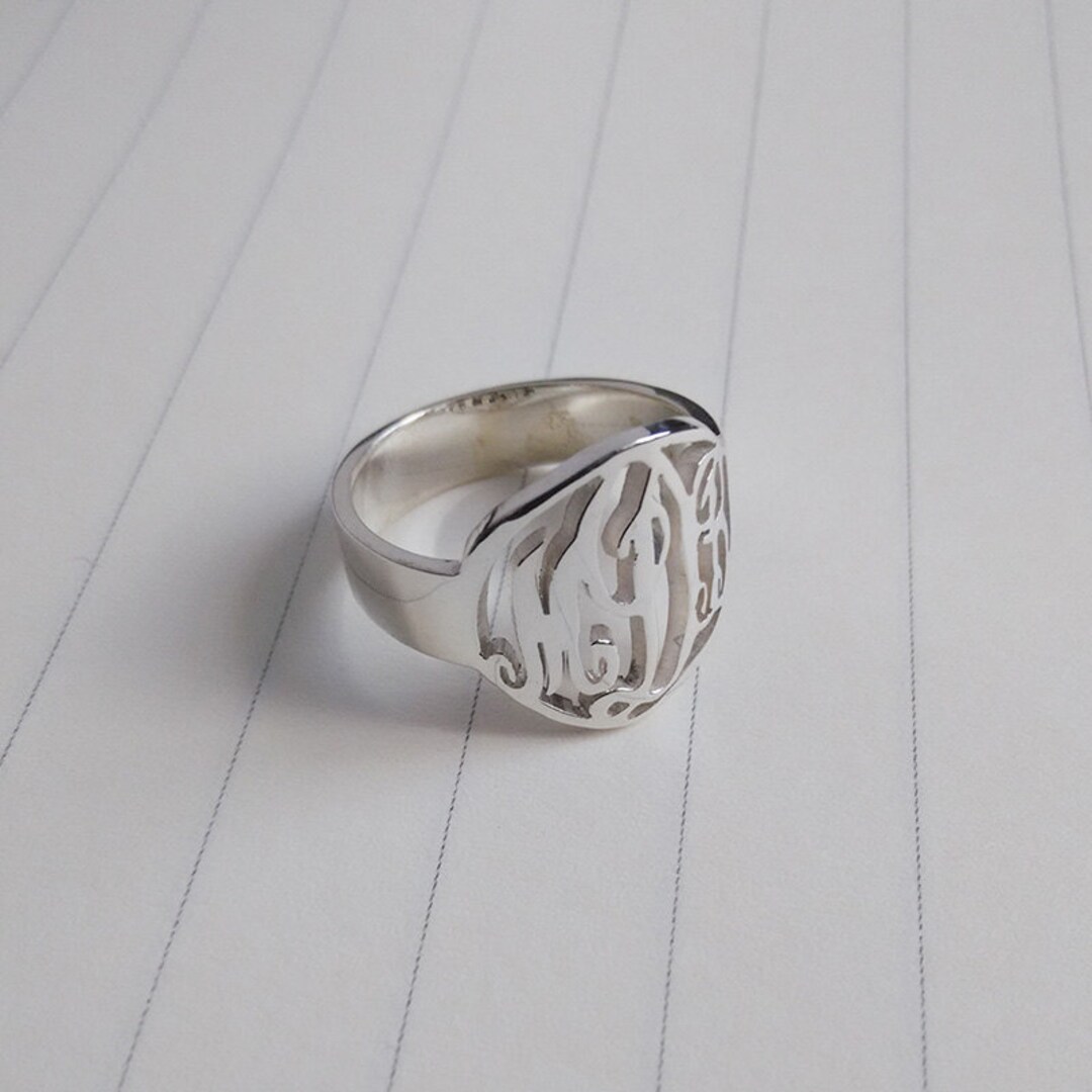 Silver Monogram Ring,name Ring Personalized,personalized Monogram Ring ...
