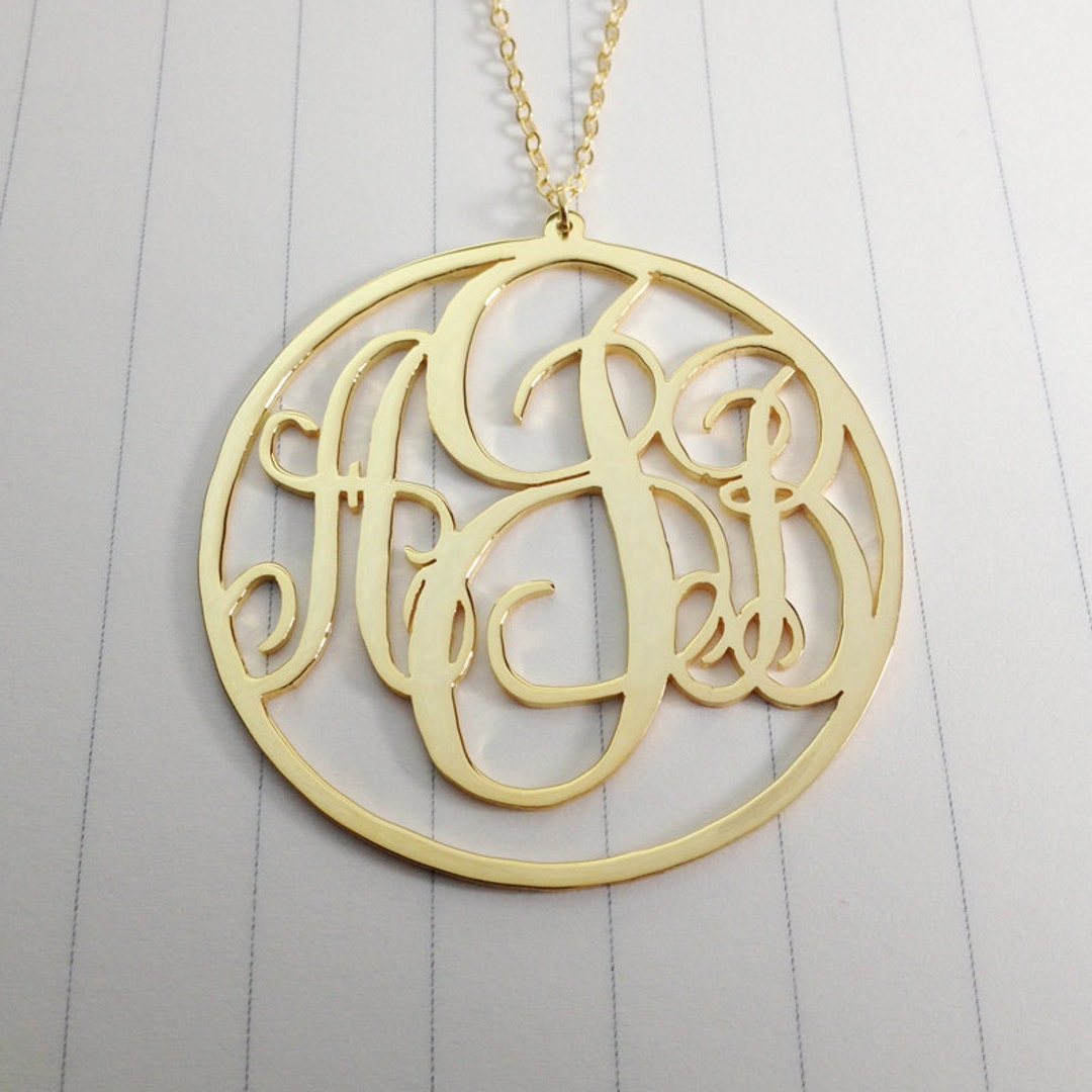 Monogrammed Gifts,gold Monogram Necklace,1.5" Inch Personalized ...