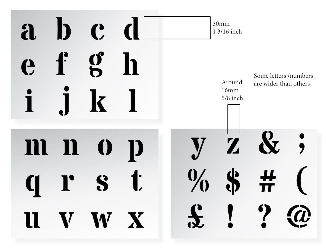30mm LETTER ALPHABET STENCIL Letters / Symbols 1.18 Inches | Etsy