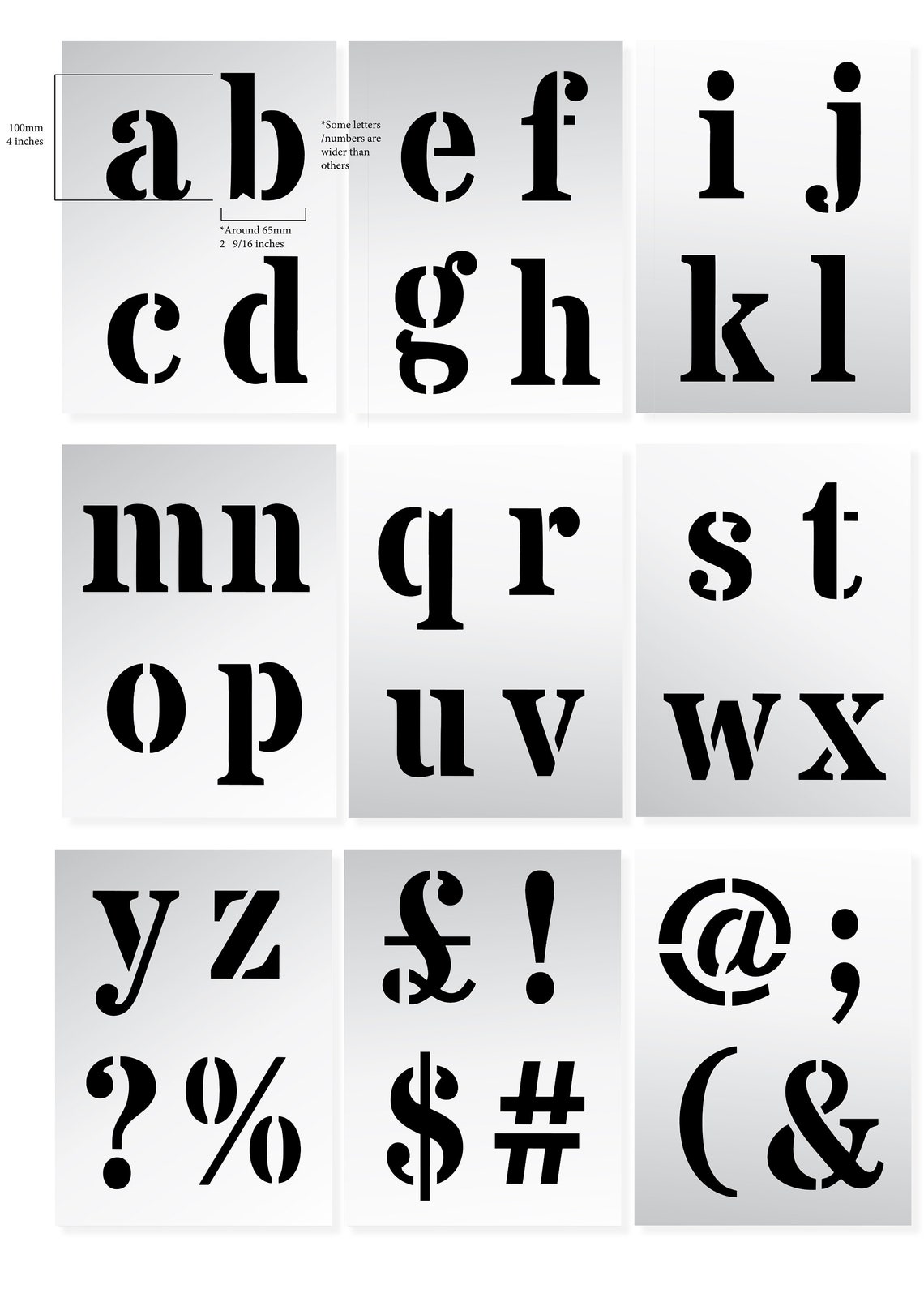 Large 100mm LETTER ALPHABET STENCIL Letters / Symbols 4 | Etsy