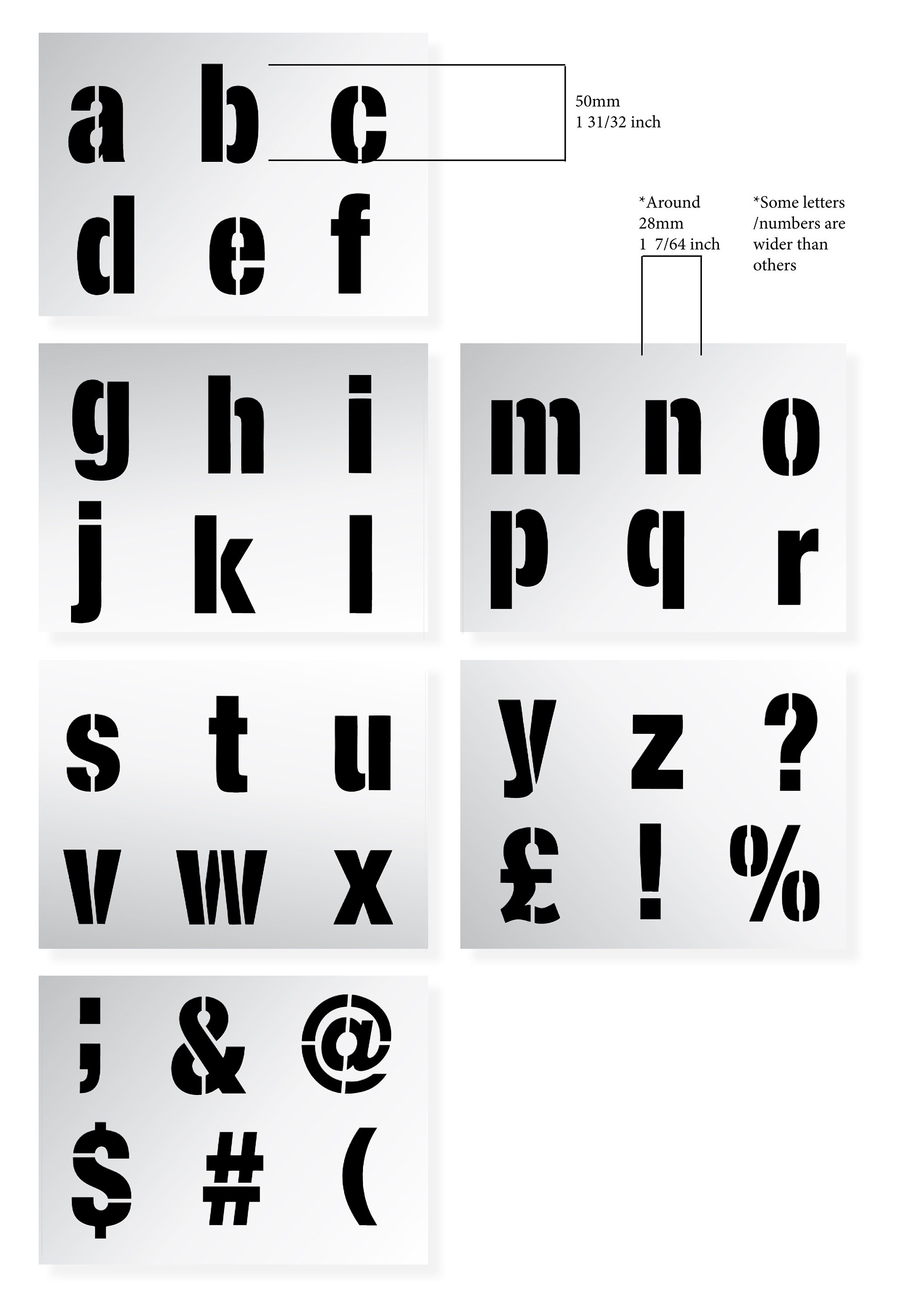 50mm LETTER ALPHABET STENCIL Letters / Symbols 1.96 inches | Etsy