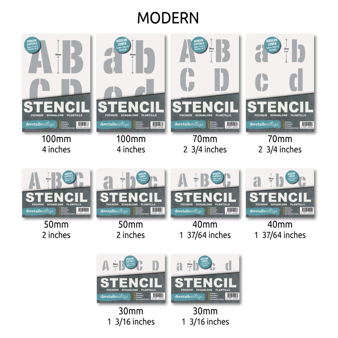 40mm LETTER ALPHABET STENCIL Letters / Symbols 1.57 Inches | Etsy