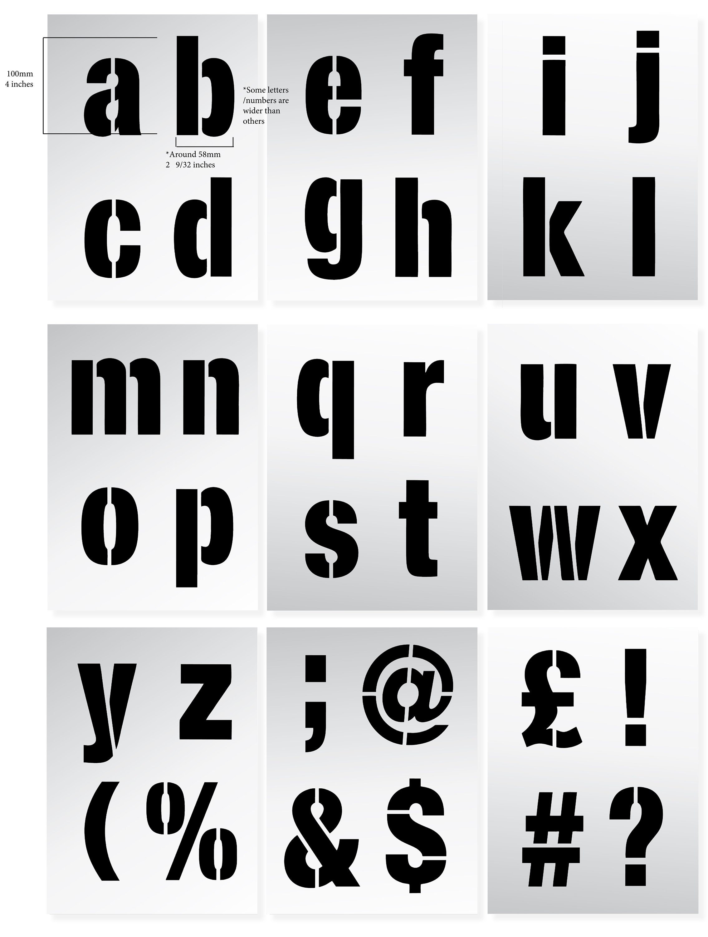 Large 100mm LETTER ALPHABET STENCIL Letters Symbols 4 Etsy