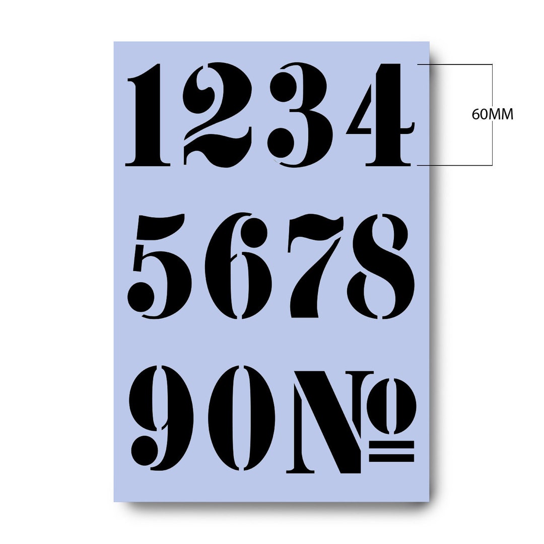 Numbers Stencil French Style 60mm (2.3 Inches)tall Numbers for ...