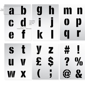 70mm LETTER ALPHABET STENCIL Letters / Symbols 2.75 Inches Tall 6 X ...