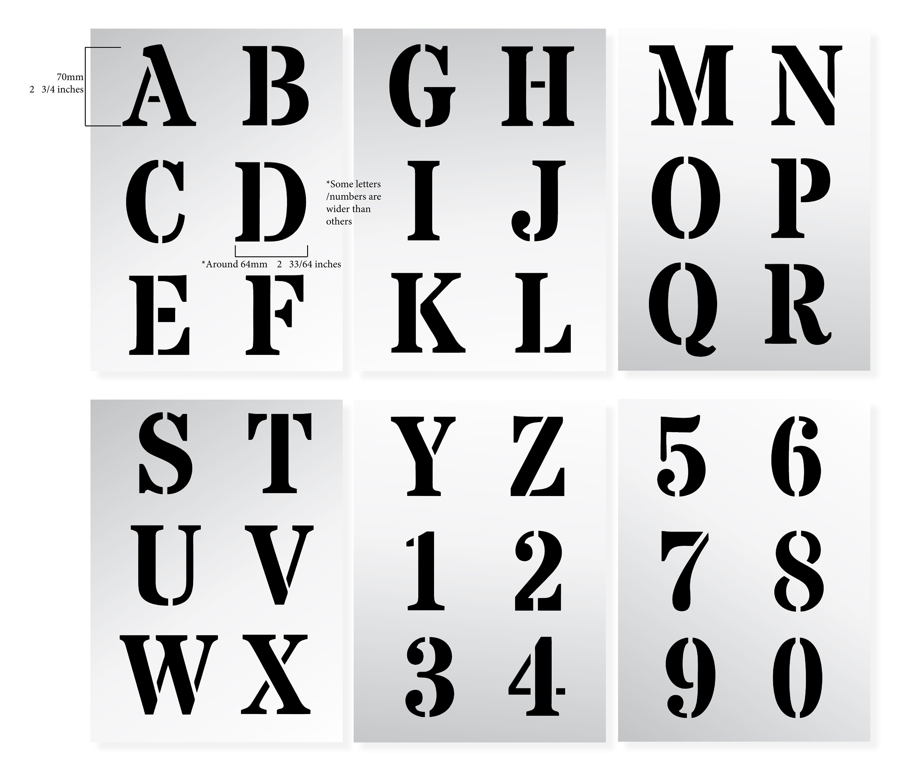 Big LETTER STENCILS 70mm ALPHABET Capital Letters / 0-9 | Etsy UK