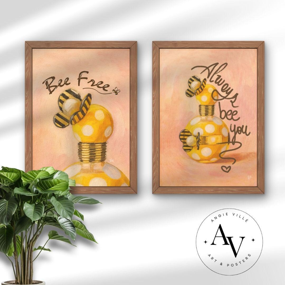 Set of 2 Printable POSTERS - Bee Poster – Motivational Self-love Quote ...