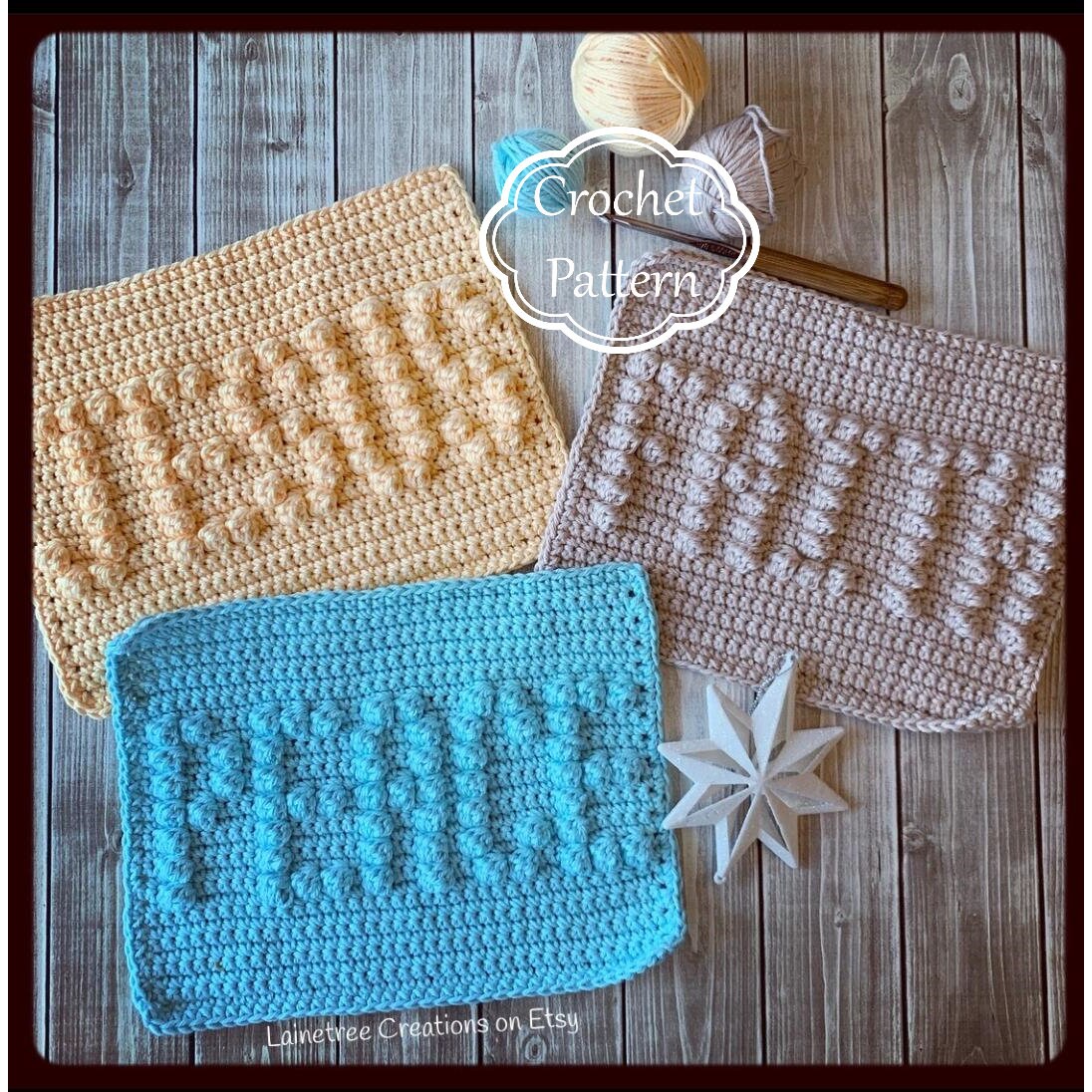 Jesus, Faith, and Peace Dishcloth Patterns, Crochet Dishcloth Pattern ...