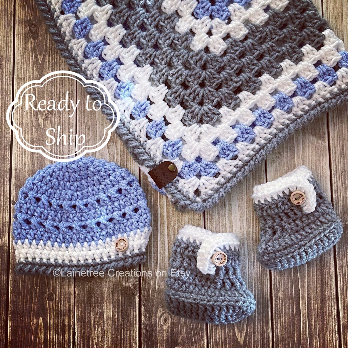 Baby Boy Newborn Gift Ready to Ship Blanket Booties and - Etsy