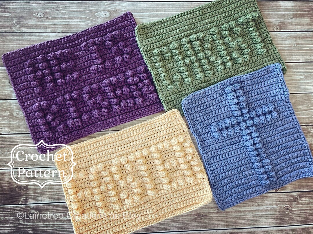 Easter Dishcloth Pattern Pack, Crochet Christian Dishcloth Pattern ...