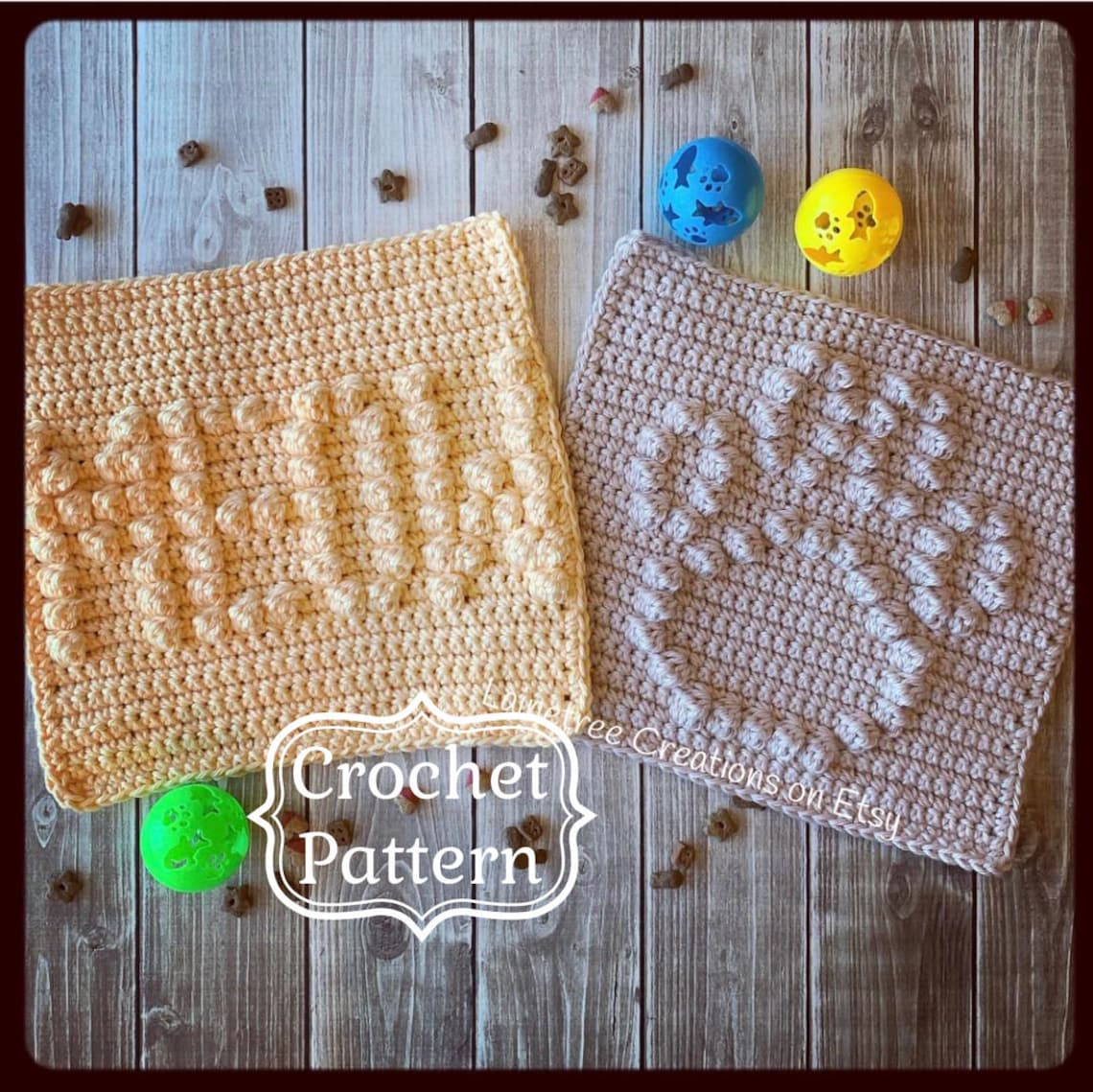 Meow & Paw Print Dishcloth Patterns Crochet Dishcloth - Etsy