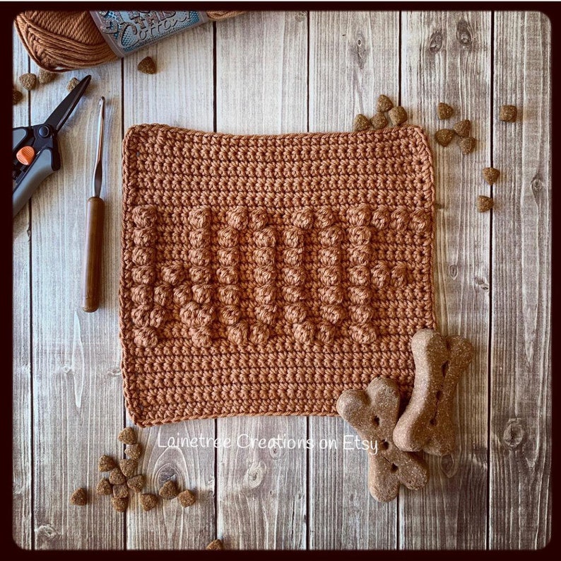 Woof Dishcloth Pattern, Crochet Dishcloth Pattern, Easy Crochet Pattern ...