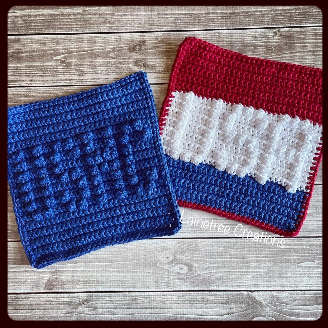 USMC & USA Dishcloth Patterns Crochet Dishcloth Pattern Easy | Etsy