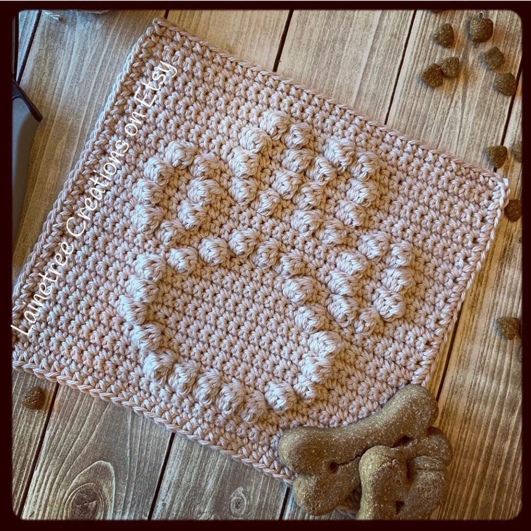 Paw Print Dishcloth Pattern, Crochet Dishcloth Pattern, Easy Crochet ...