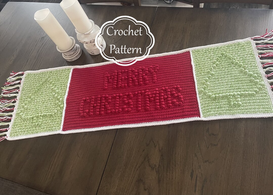 Merry Christmas Crochet Table Runner Pattern, PDF Download, Easy ...