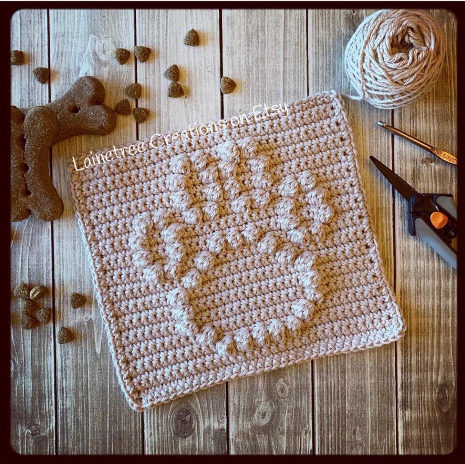 Paw Print Dishcloth Pattern, Crochet Dishcloth Pattern, Easy Crochet ...
