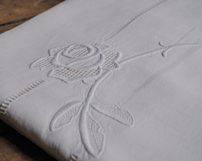 Antique French Sheet White Pure Linen Handmade Embroideries / - Etsy