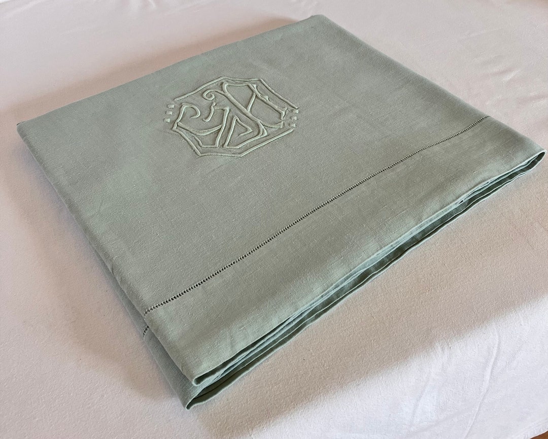 Antique French Pure Linen Sheet CELADON Dyed / Handmade - Etsy