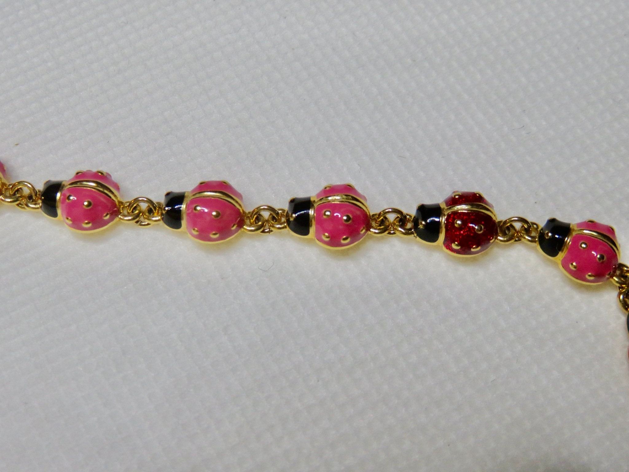 Stunning Vintage Joan Rivers Tiny Pink Ladybug Linked Bracelet - Etsy