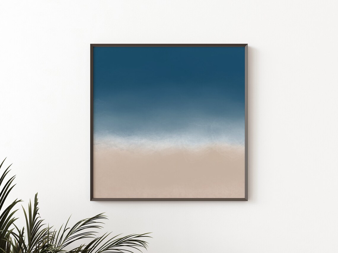 Ocean Wave Print, Coastal Print Square Art, Beach Digital Print, Surf ...