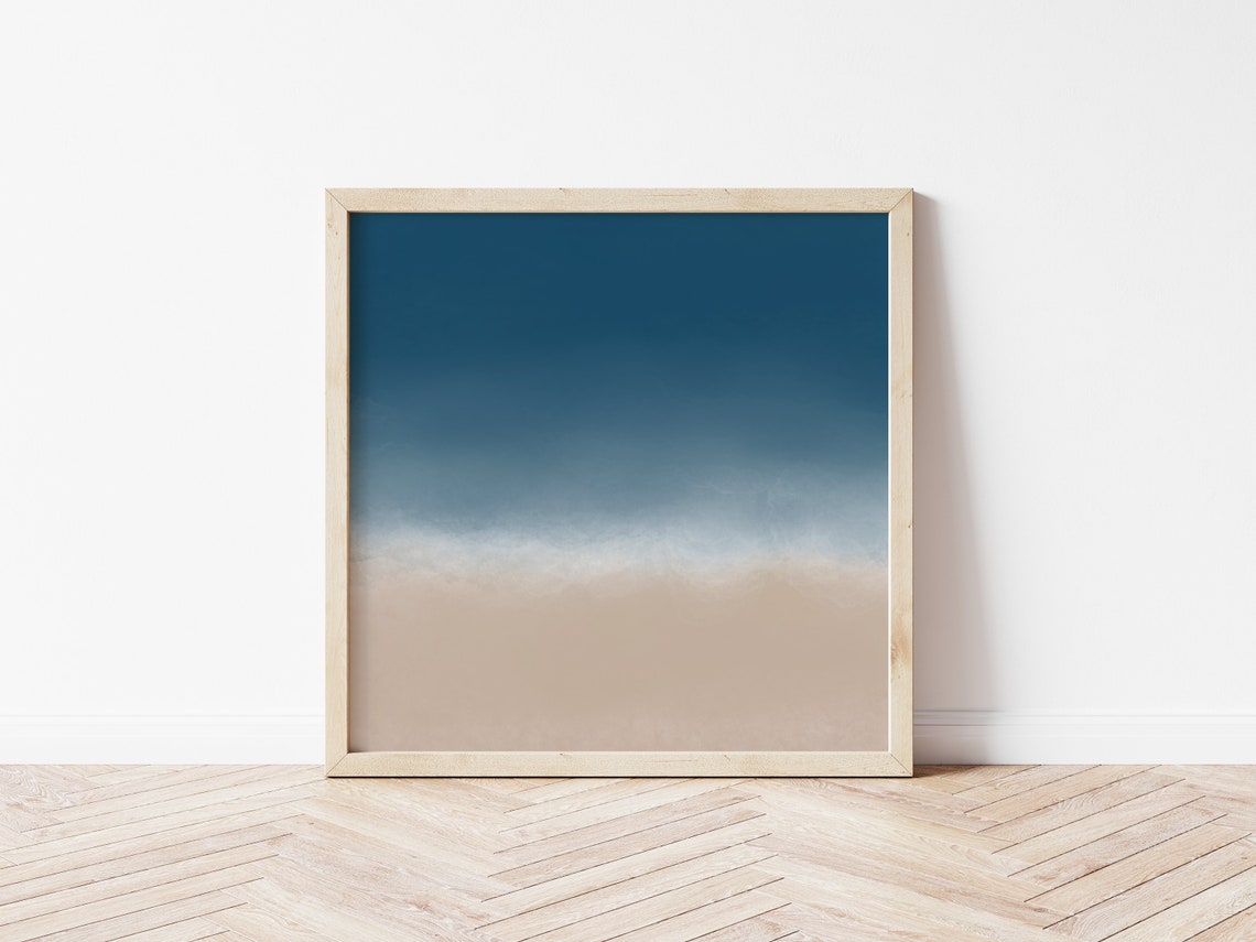 Ocean Wave Print, Coastal Print Square Art, Beach Digital Print, Surf ...