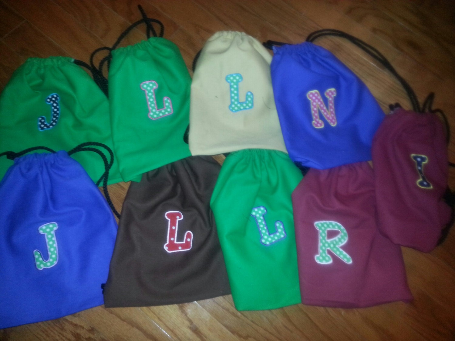 Drawstring Bookbag With Applique Letter - Etsy