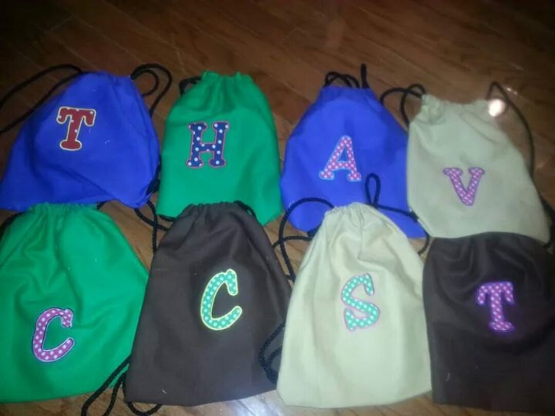 Drawstring Bookbag With Applique Letter - Etsy