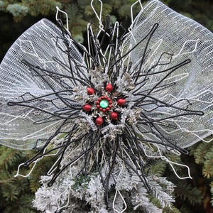 Large Tree Topper Snowflake Tree Topper Star Red Silver & Black ...