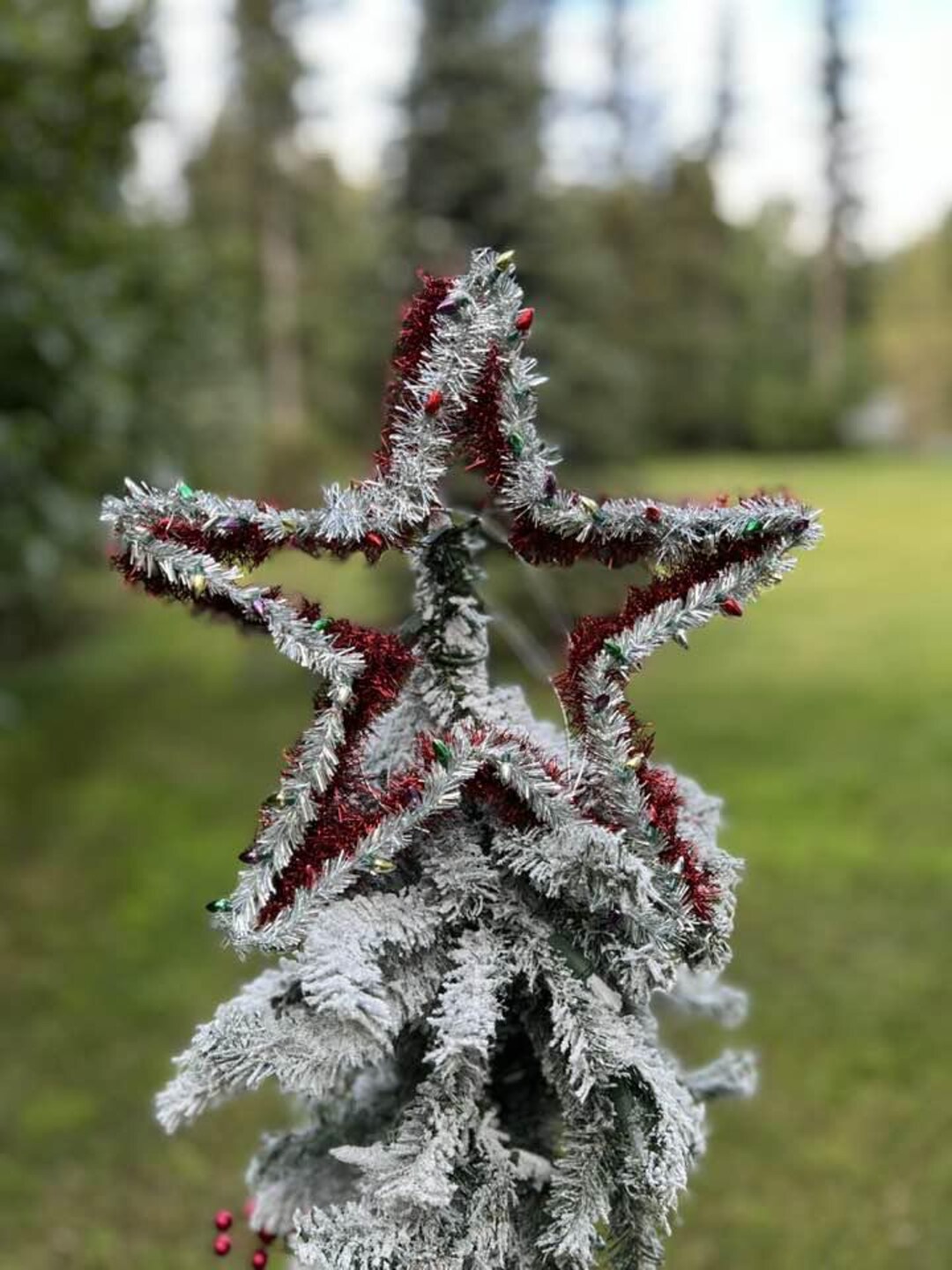 Retro Christmas Tree Topper Star: Handmade With Antiqued Silver & Red ...