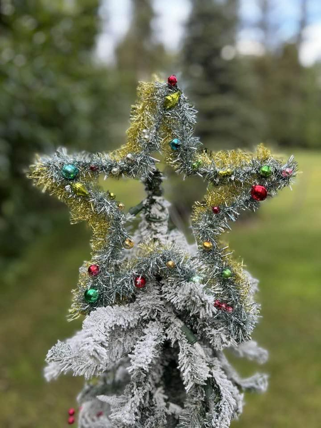 Beaded Christmas Tree Topper Star: Beaded With Antiqued Tinsel ...