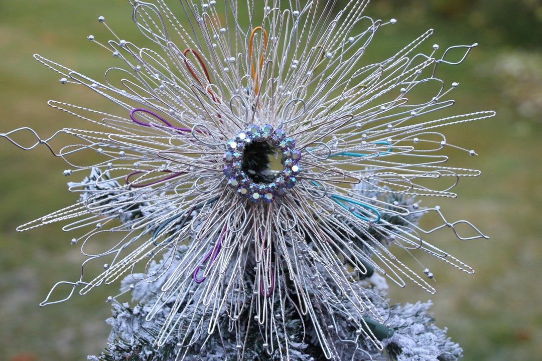 Starburst Tree Topper ~ Star Tree Topper ~ Silver and Blue Iridescent ...