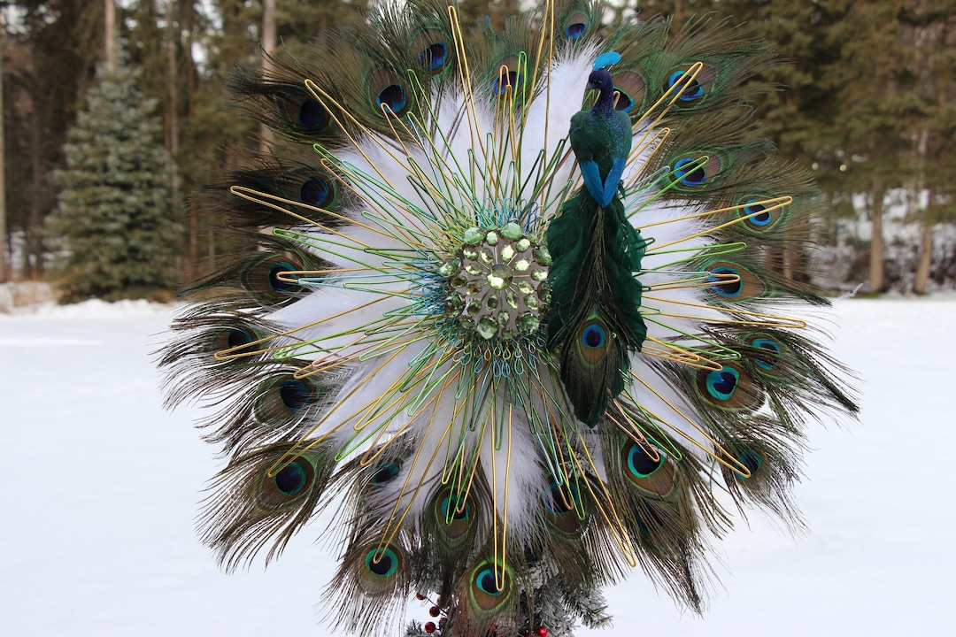 Peacock Christmas Tree Topper Large Lightweight Tree Topper Handmade ...