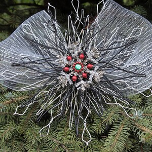 Large Tree Topper Snowflake Tree Topper Star Red Silver & Black ...