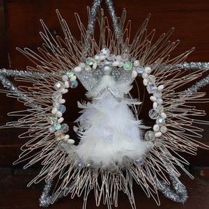 Angel Tree Topper Star Tree Topper Silver Christmas Tree Topper Angel ...
