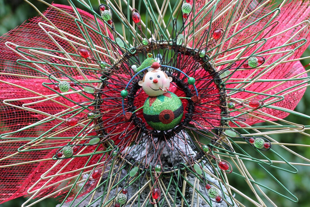 Large Elf Christmas Tree Topper: Whimsical Handmade Beaded Star Xmas ...