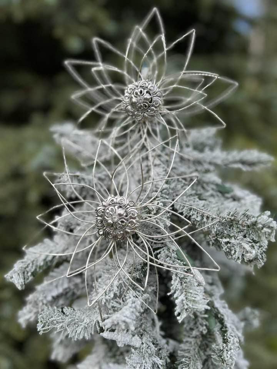 Star Set of 2 Small Mini Tree Topper Stars 2 Lightweight Silver ...