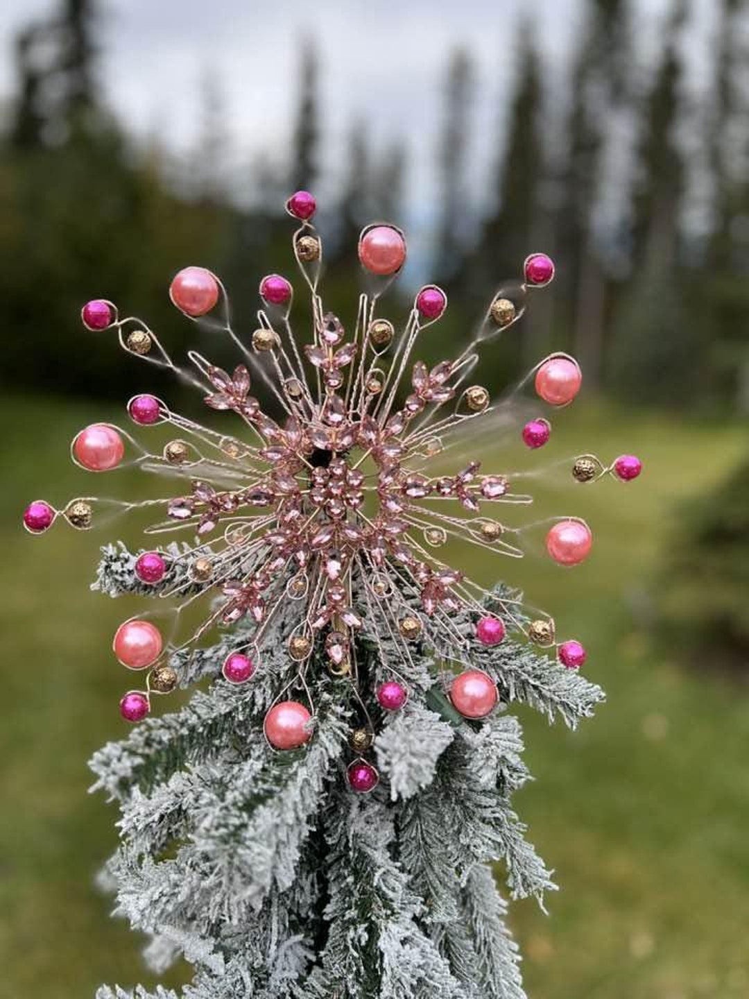 Tree Topper for Christmas Tree Snowflake Tree Topper Star Elegant Rose ...