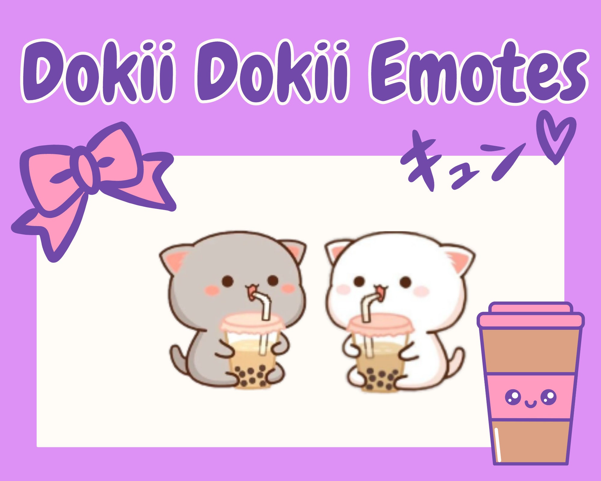 2 Cute Cat Boba Emotes Matching Emotes Twitch Discord - Etsy