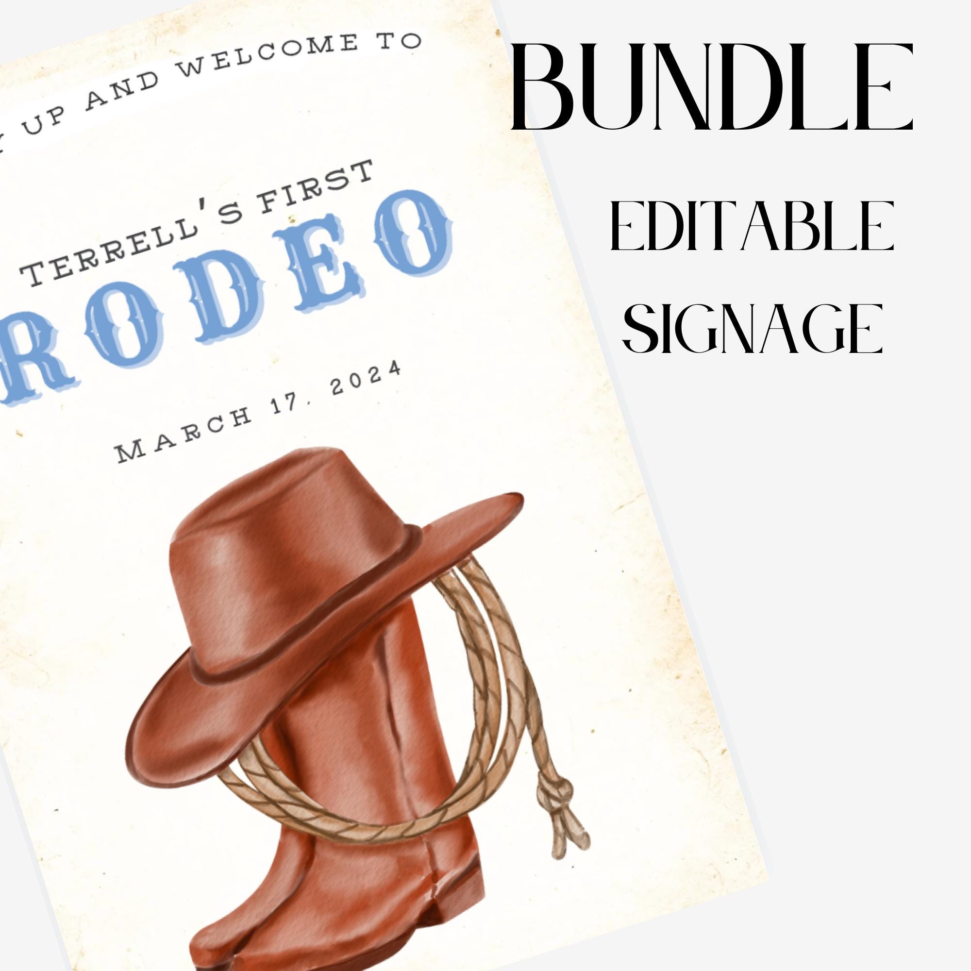 EDITABLE 1st Rodeo First Birthday Party BUNDLE I Cowboy Kids Western ...