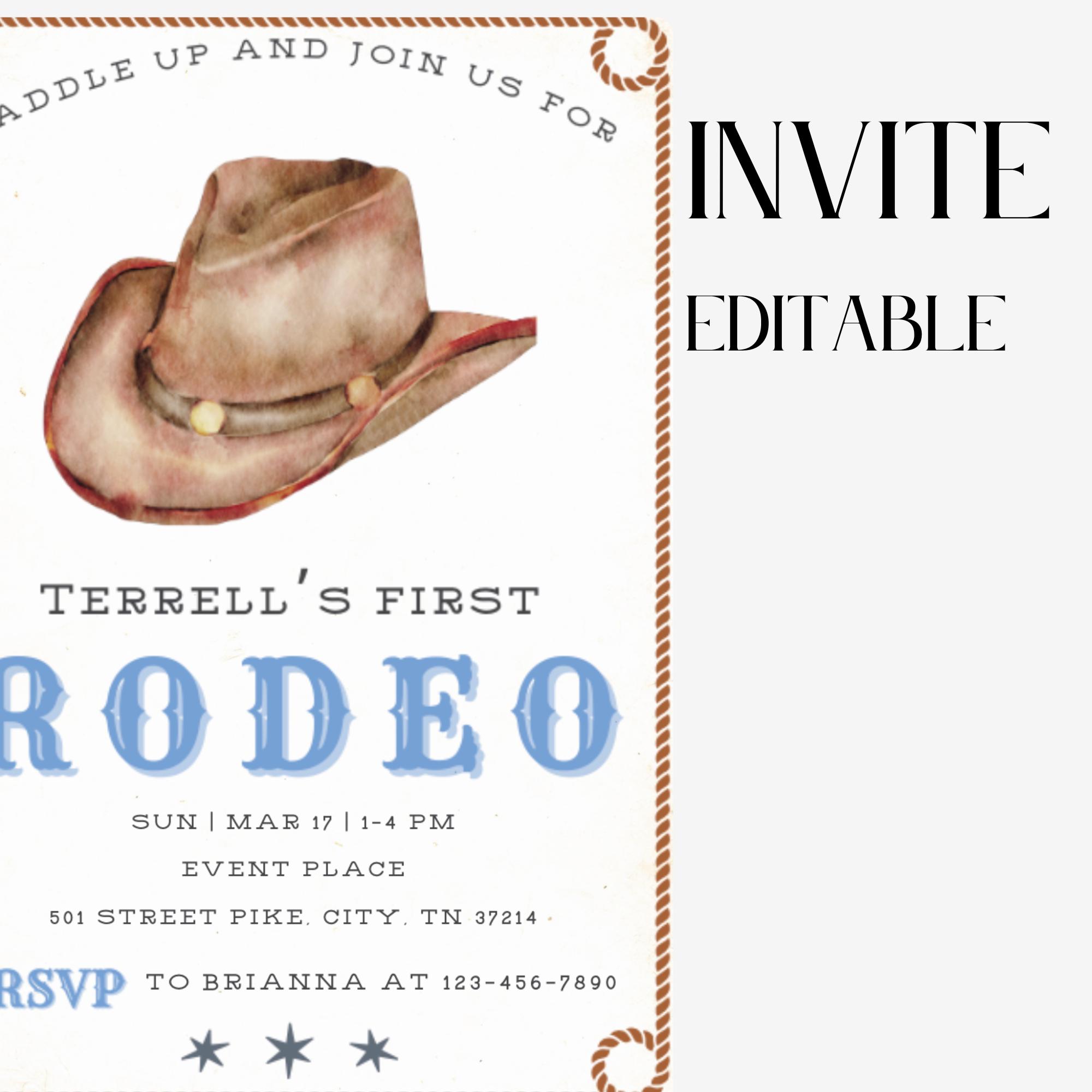 EDITABLE 1st Rodeo First Birthday Party BUNDLE I Cowboy Kids Western ...