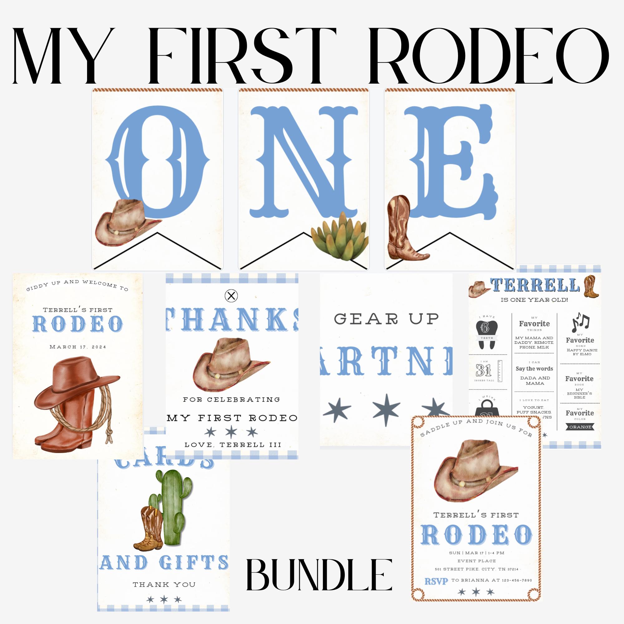 EDITABLE 1st Rodeo First Birthday Party BUNDLE I Cowboy Kids Western ...