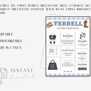 EDITABLE My First Rodeo Milestone Sign, Cowboy 1st Birthday Milestone ...