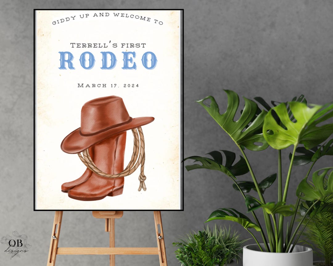EDITABLE My First Rodeo Birthday Party Signs Cowboy Welcome Sign ...