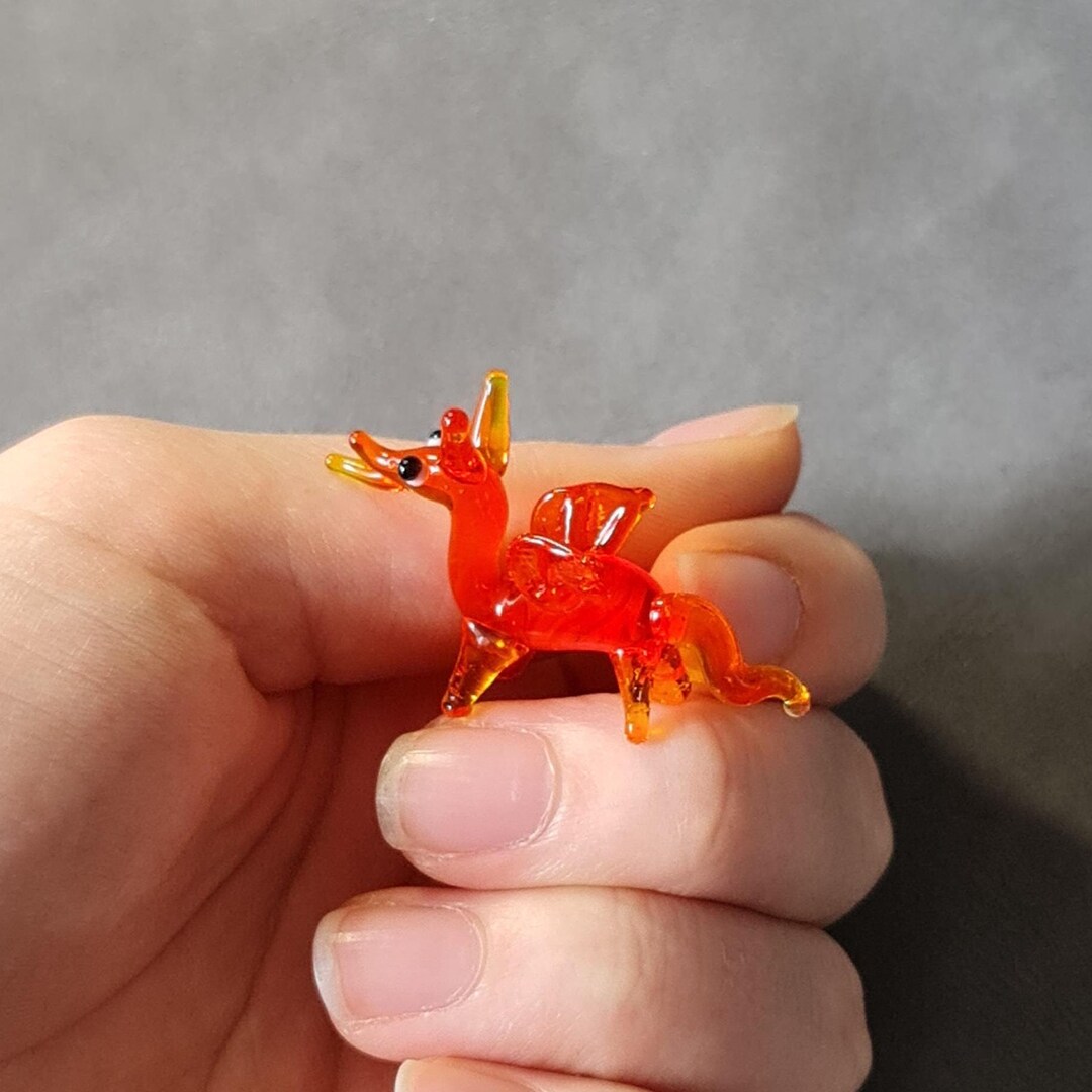 Mini One Inch Glass Red Dragon - Cute Little Handmade Glass Animal ...
