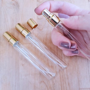 10ml Clear Glass Spray Bottle With Gold Cap - Refillable Small Perfume ...