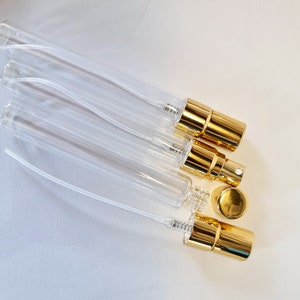 10ml Clear Glass Spray Bottle With Gold Cap - Refillable Small Perfume ...